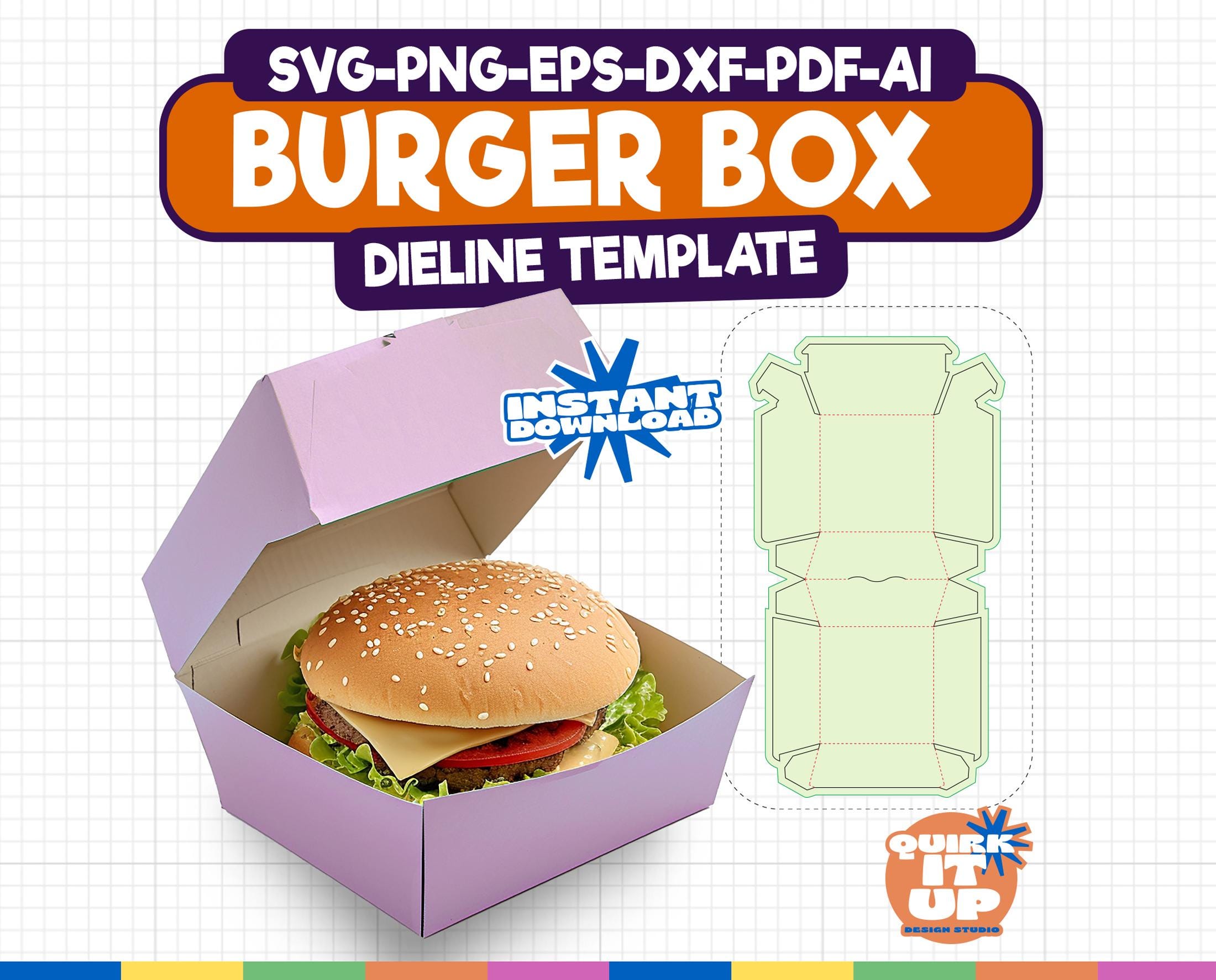 Hamburger Box Template Svg, Burger Box Template, Packaging Template for ...