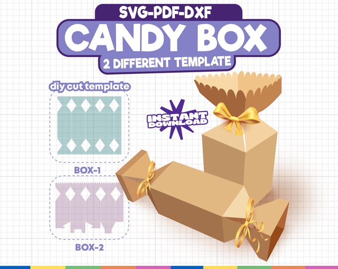 Candy Box Template: 2 Unique Designs (SVG, PDF, DXF) - Etsy