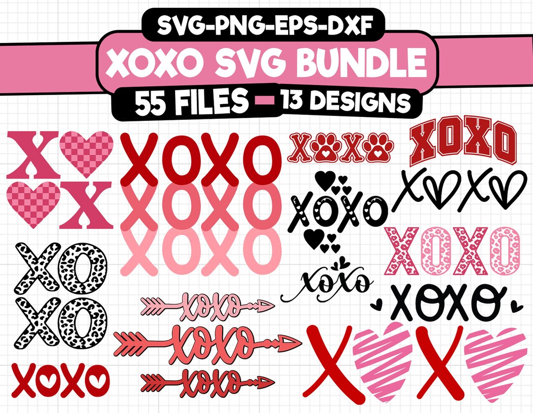 XOXO Valentine's Day SVG Bundle: Hearts, Arrows, Leopard Print (digital ...