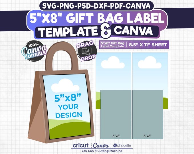 Customizable Gift Bag Label Template: 5x8 In, Canva Editable (digital ...