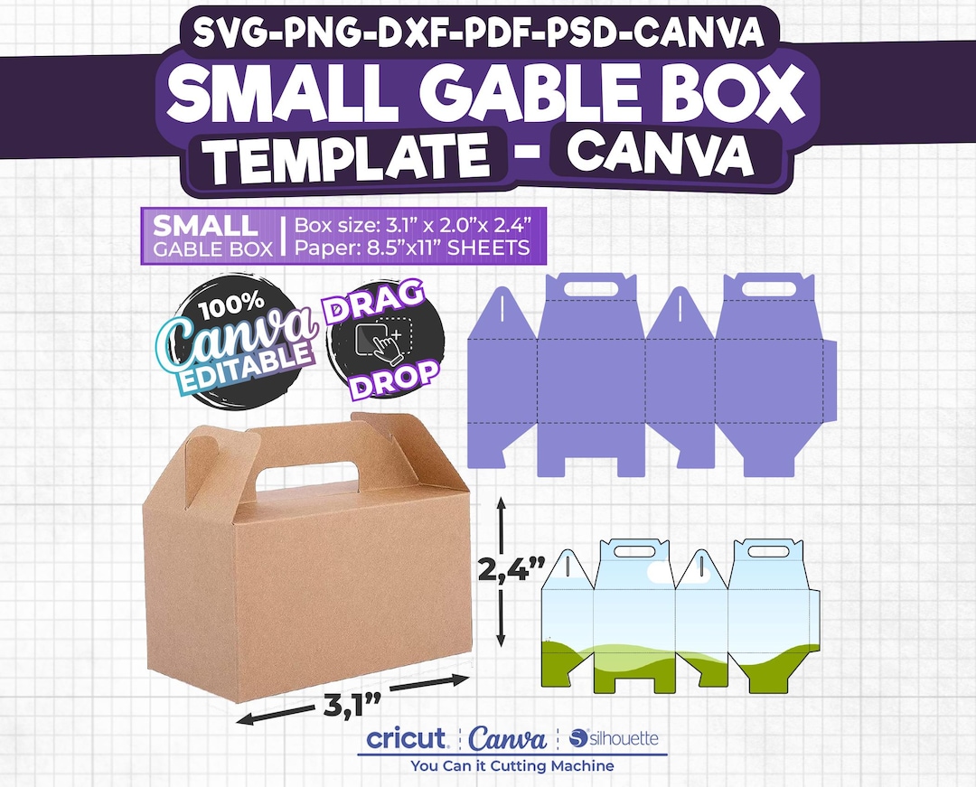 Small Gable Box Template Canva, Gable Box Svg, Box Svg, Box Template ...
