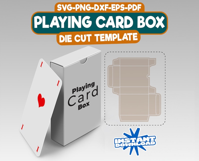 Playing Card Box Template Svg, Poker Card Box Template, Trading Card ...