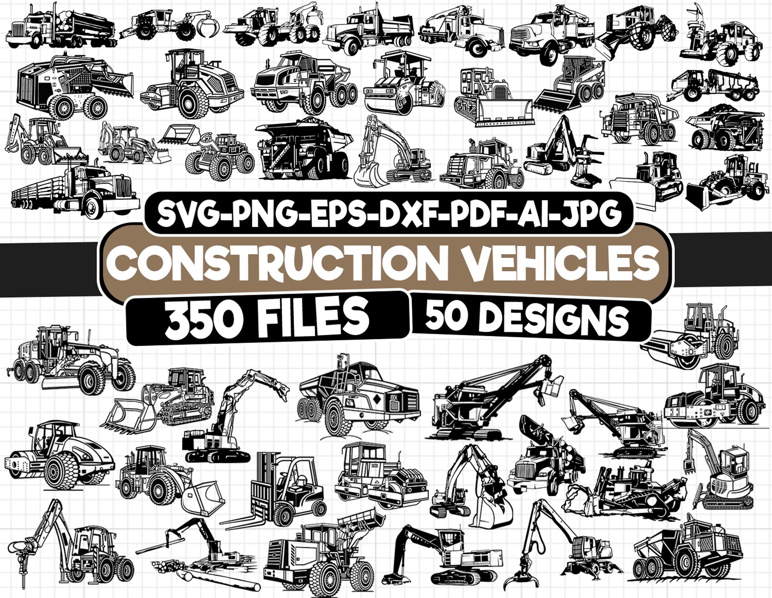 Construction Vehicles SVG Bundle - Heavy Machinery Clipart - Excavator ...