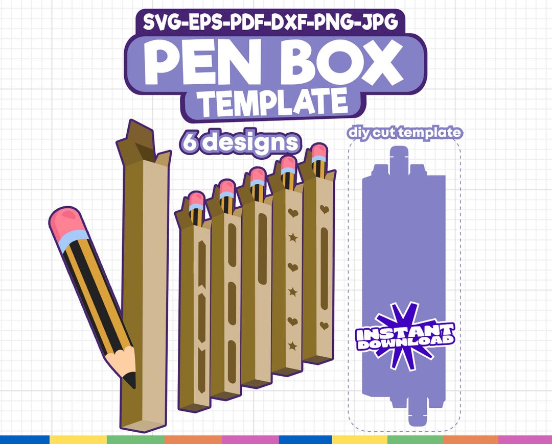 Pen Box SVG Template: DIY Pencil Holder, 6 Designs (digital Download ...
