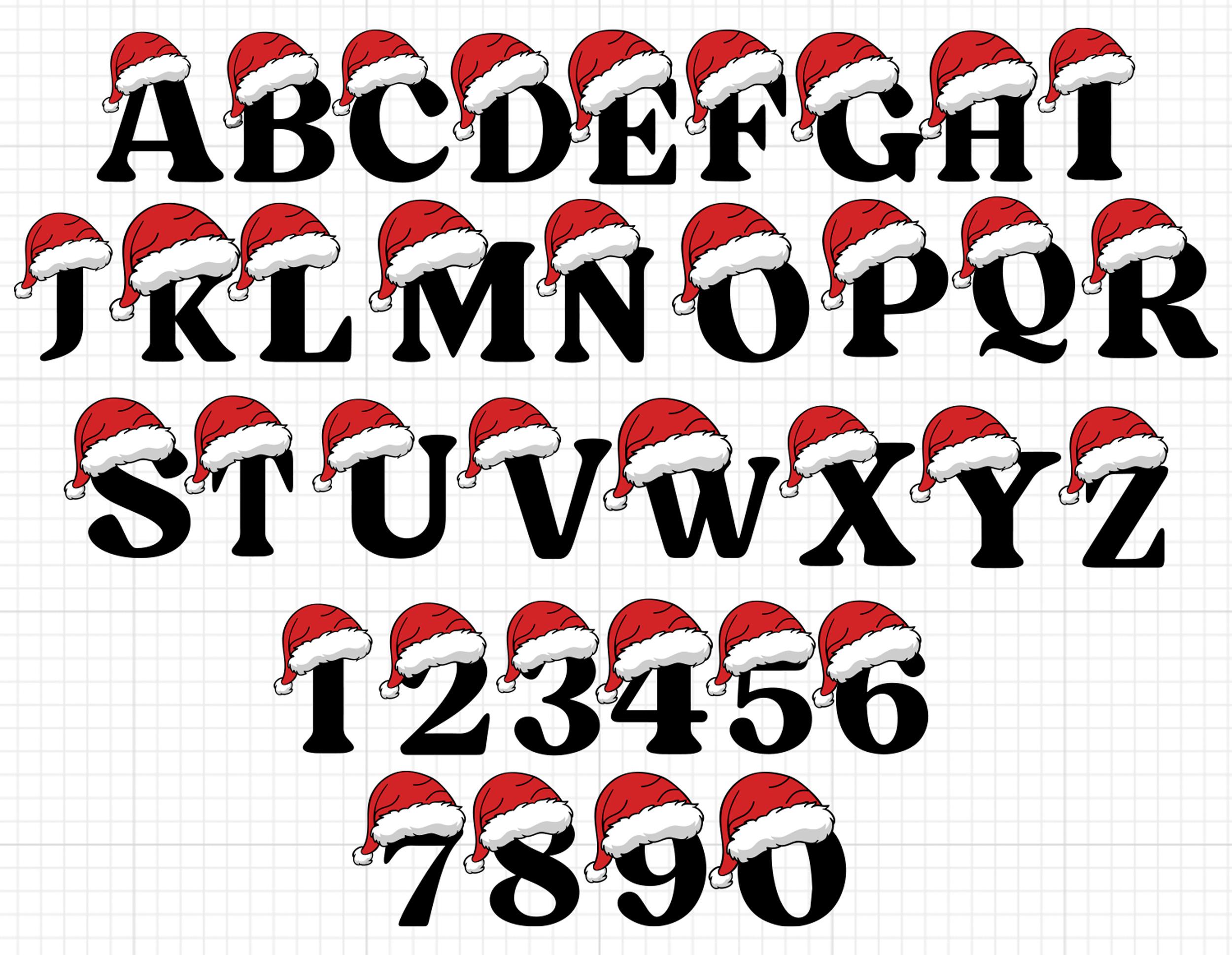 Christmas Alphabet SVG, Santa Hat Letters & Numbers, A-Z Letters Svg ...
