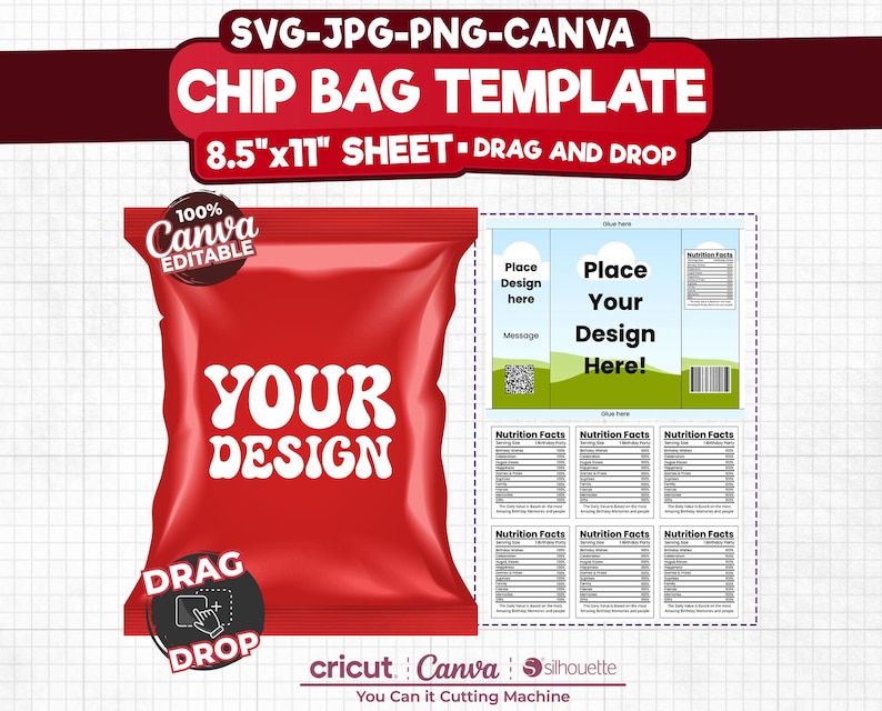 Chip Bag Template, Chip Bag Label, Party Chip Bag, Chip Bag Editable ...