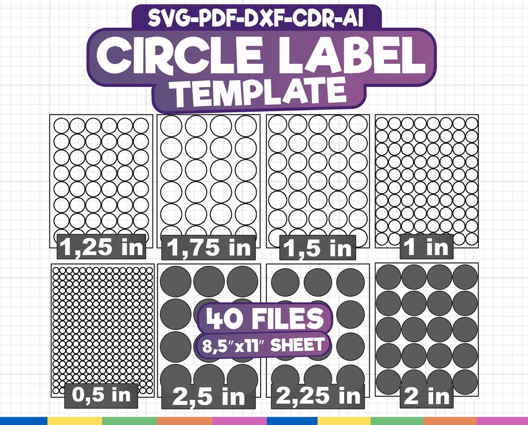 Circle Template Bundle, Blank Circle Label Template, Circle Sticker ...