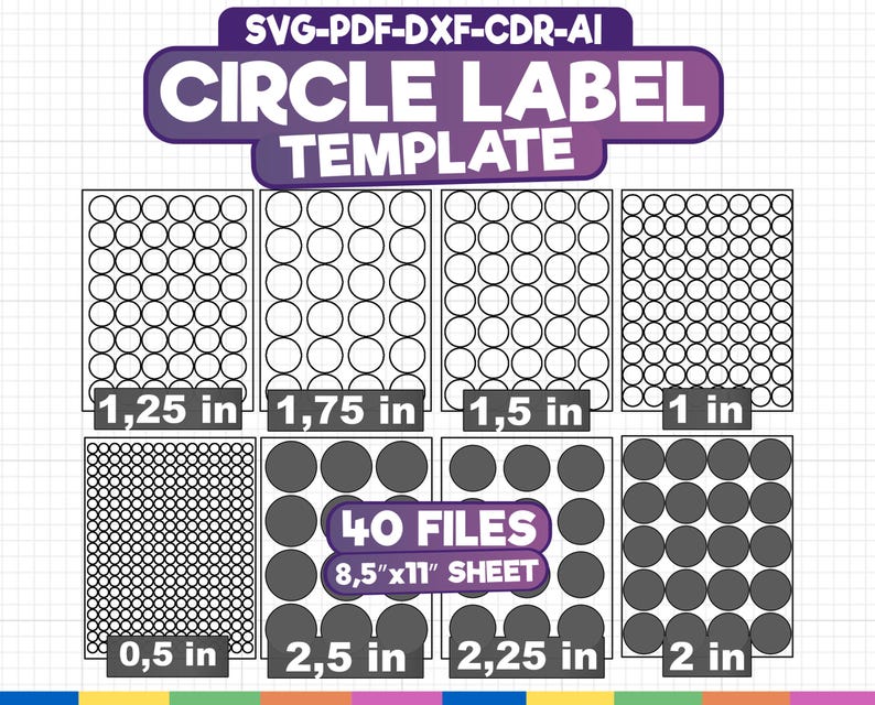 Circle Label Template Bundle, Multiple Sizes (digital Download) - Etsy