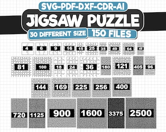 Jigsaw Puzzle SVG Bundle | Puzzle Template | 30 Sizes Puzzle Template ...