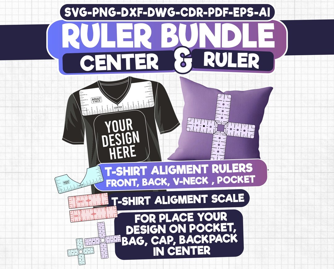 T-shirt Alignment Ruler Bundle | Center X Ruler | T-shirt, Pocket, Hat ...