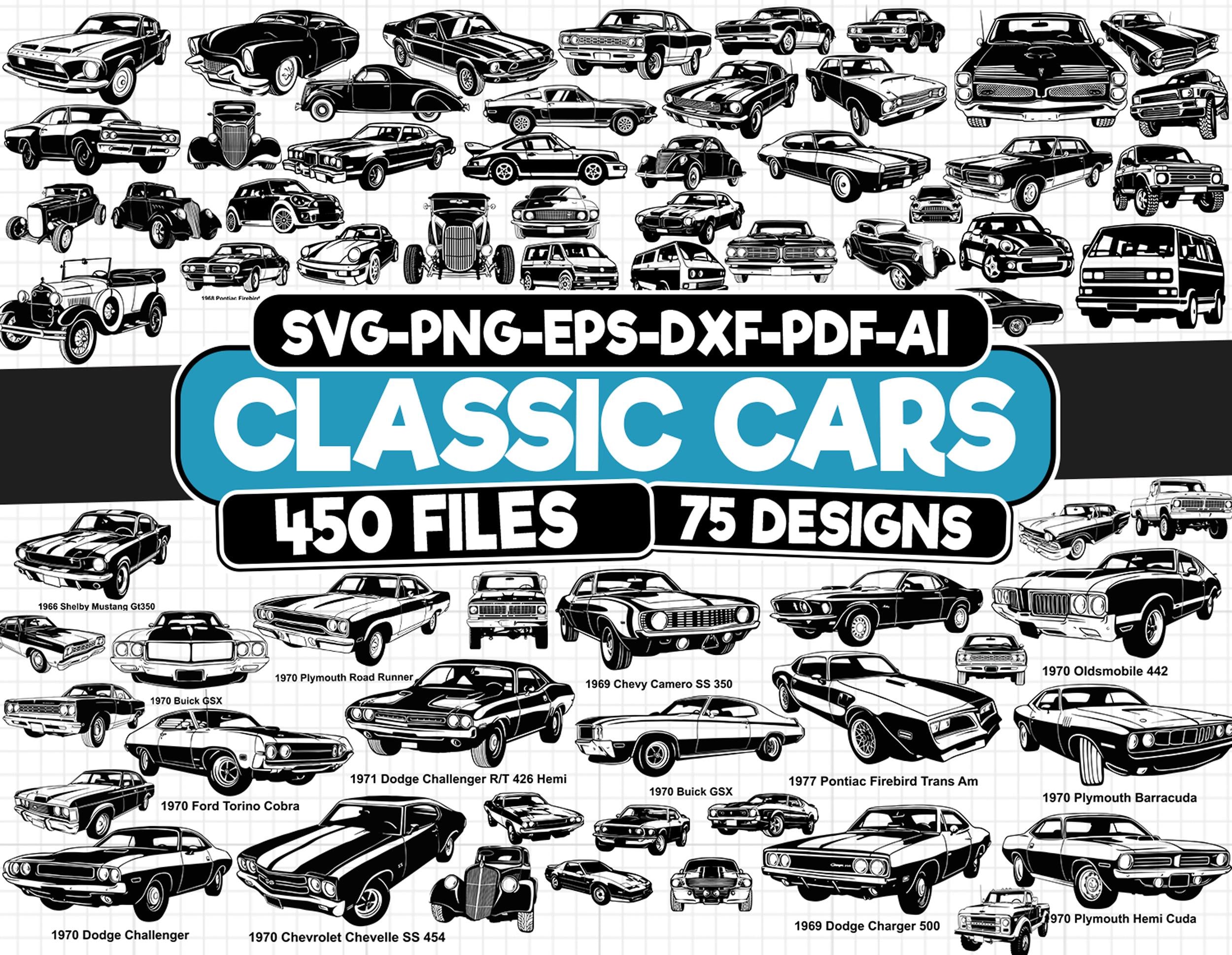 Classic Car SVG Bundle: Retro & Sports Car Designs (450 Files) - Etsy