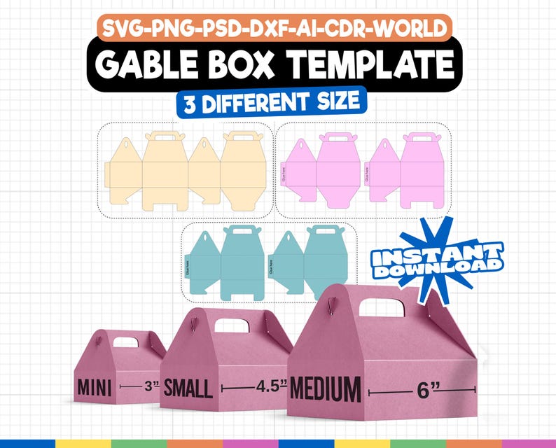 Gable Box Template Bundle, Gable Box Svg, Box Template, Gable Box Svg ...