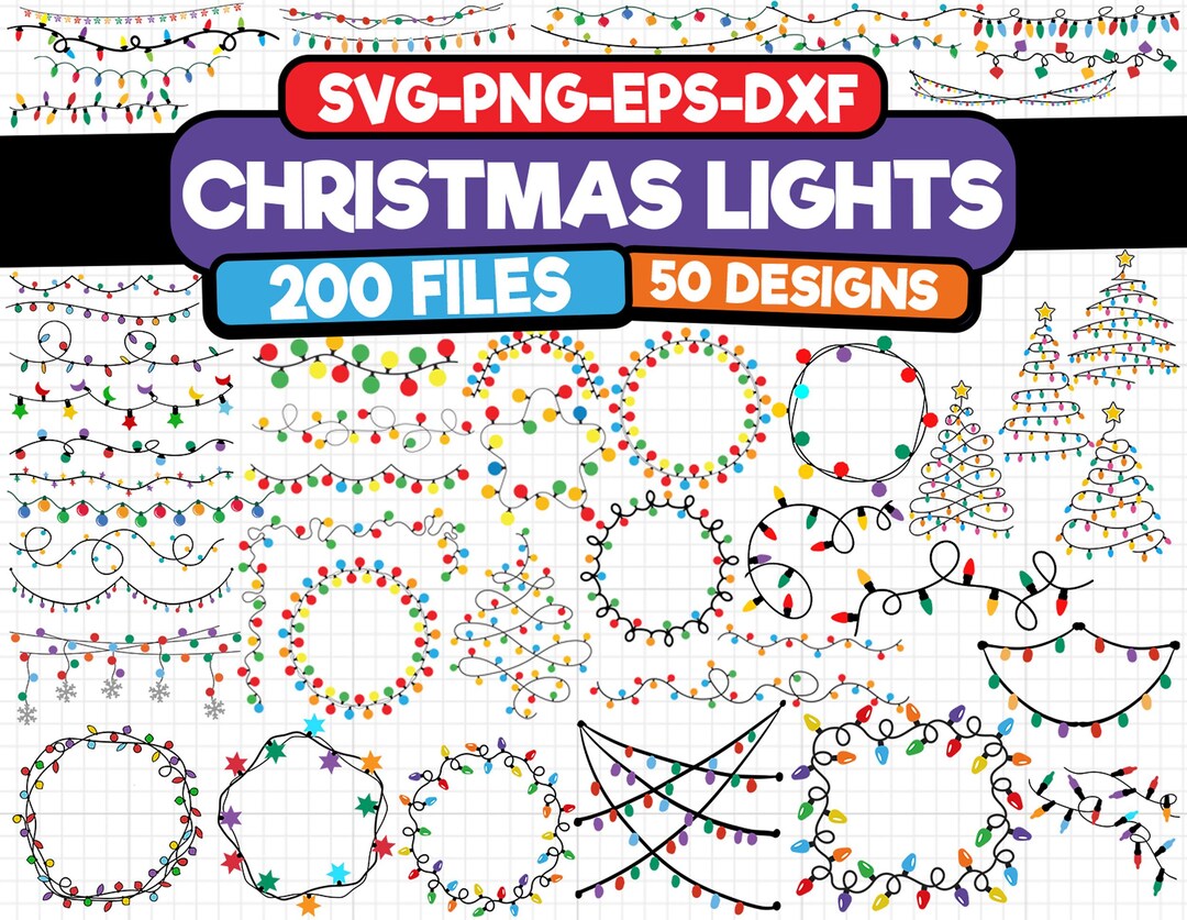 Christmas Lights Svg, String Lights, Xmas Lights Svg, Seamless ...