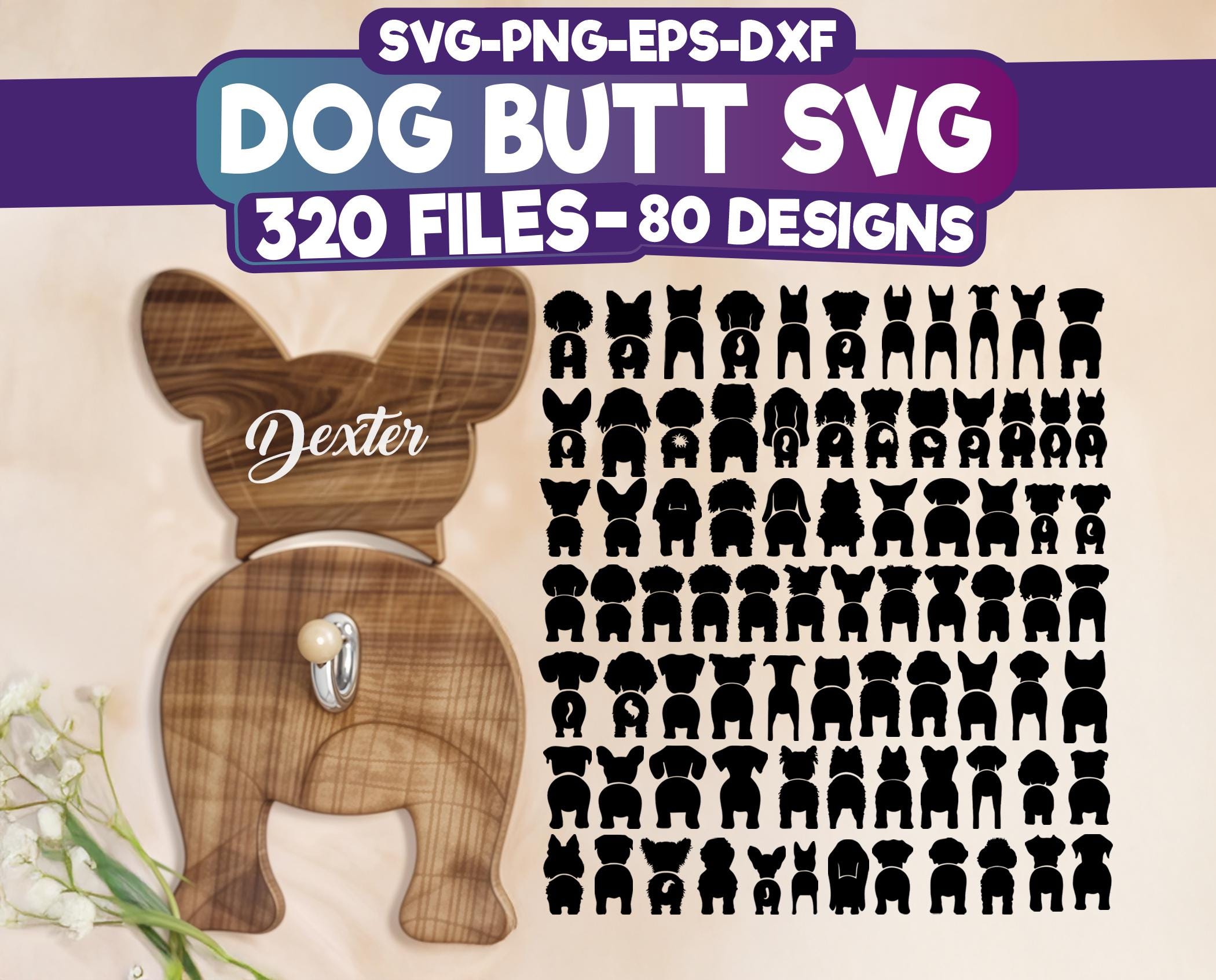 Dog Butt Svg Bundle, Dog Silhouette Svg, Dog Svg, Dog Butt Silhouette ...