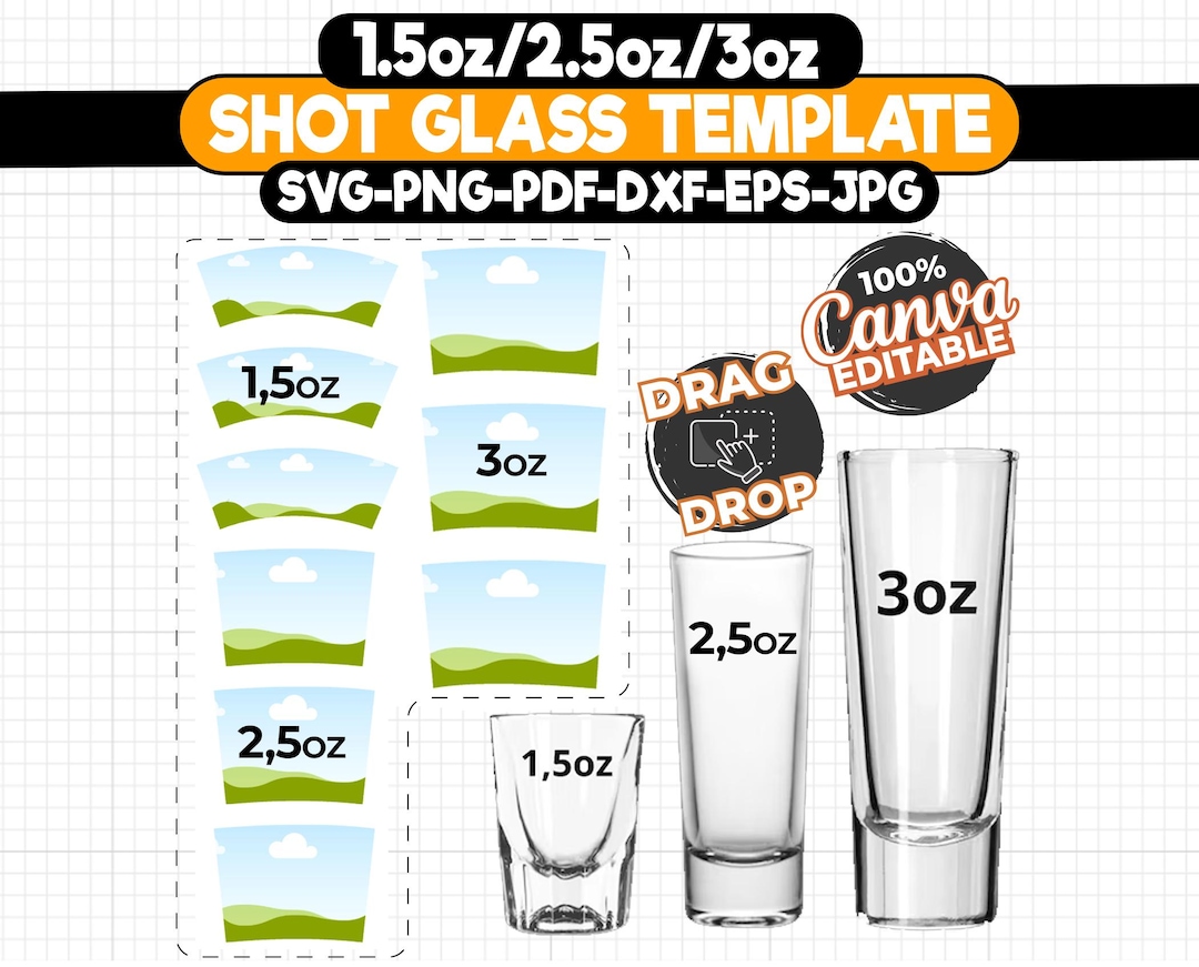 Shot Glass Template Bundle: Sublimation Wrap, SVG, Canva Editable - Etsy