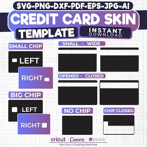 Credit Card Skin Template, Credit Card Svg, Editable Canva File, Credit ...