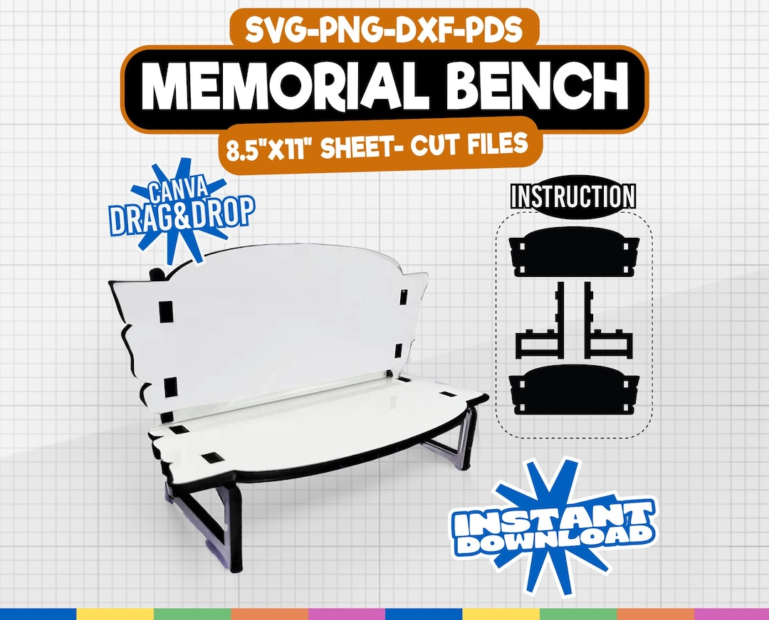 Memorial Bench Template: Laser Cut SVG, Canva Editable (digital ...