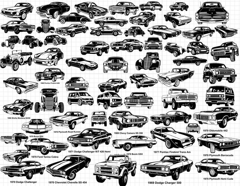 Classic Car SVG Bundle: Retro & Sports Car Designs (450 Files) - Etsy