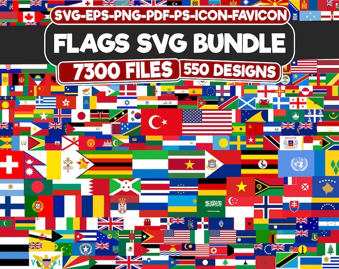 World Flags SVG Bundle: 260+ Country Flags, ICON, Favicon (digital File ...