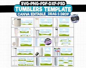 Canva Tumbler Template Bundle: Libbey Glass & Water Bottle (digital ...