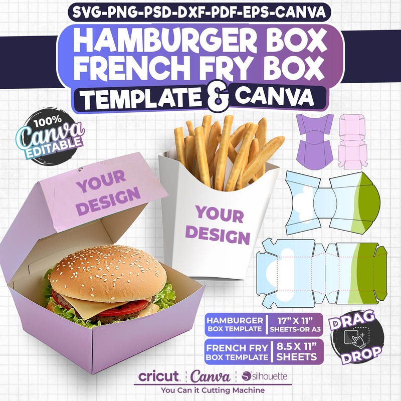 French Fry Template Canva - Etsy