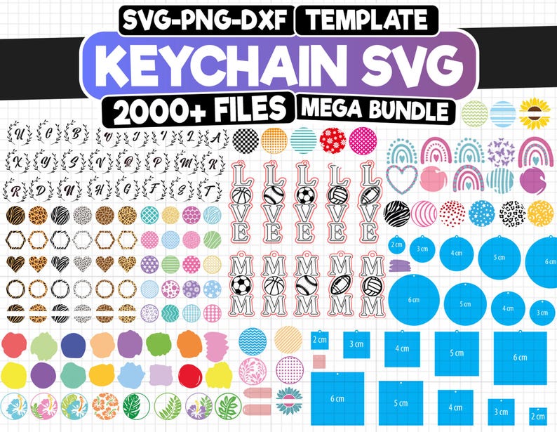 2000+ Keychain SVG Mega Bundle: Monogram, Sports, Patterns - Etsy