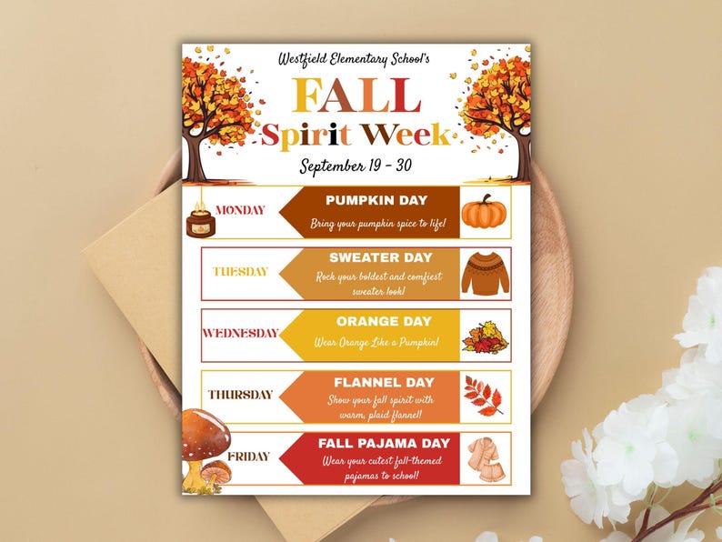 Editable Fall School Spirit Week Flyer Template (digital Download) - Etsy