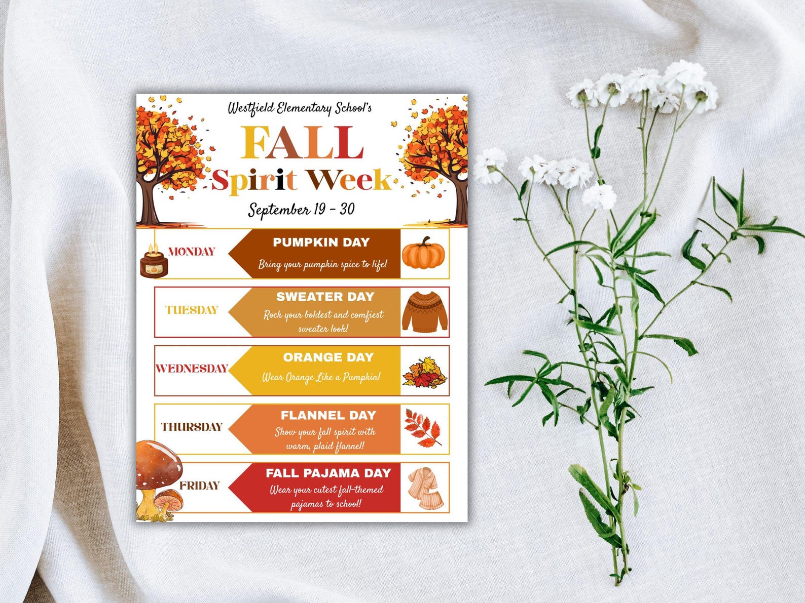 Editable Fall School Spirit Week Flyer Template (digital Download) - Etsy