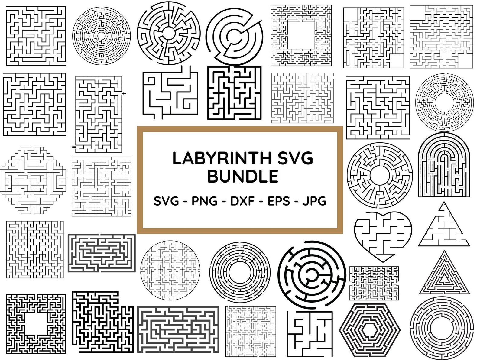 Labyrinth SVG Bundle, Maze Png Bundle, Labyrinth Clipart, Maze Svg Files for Cricut, Labyrinth ...