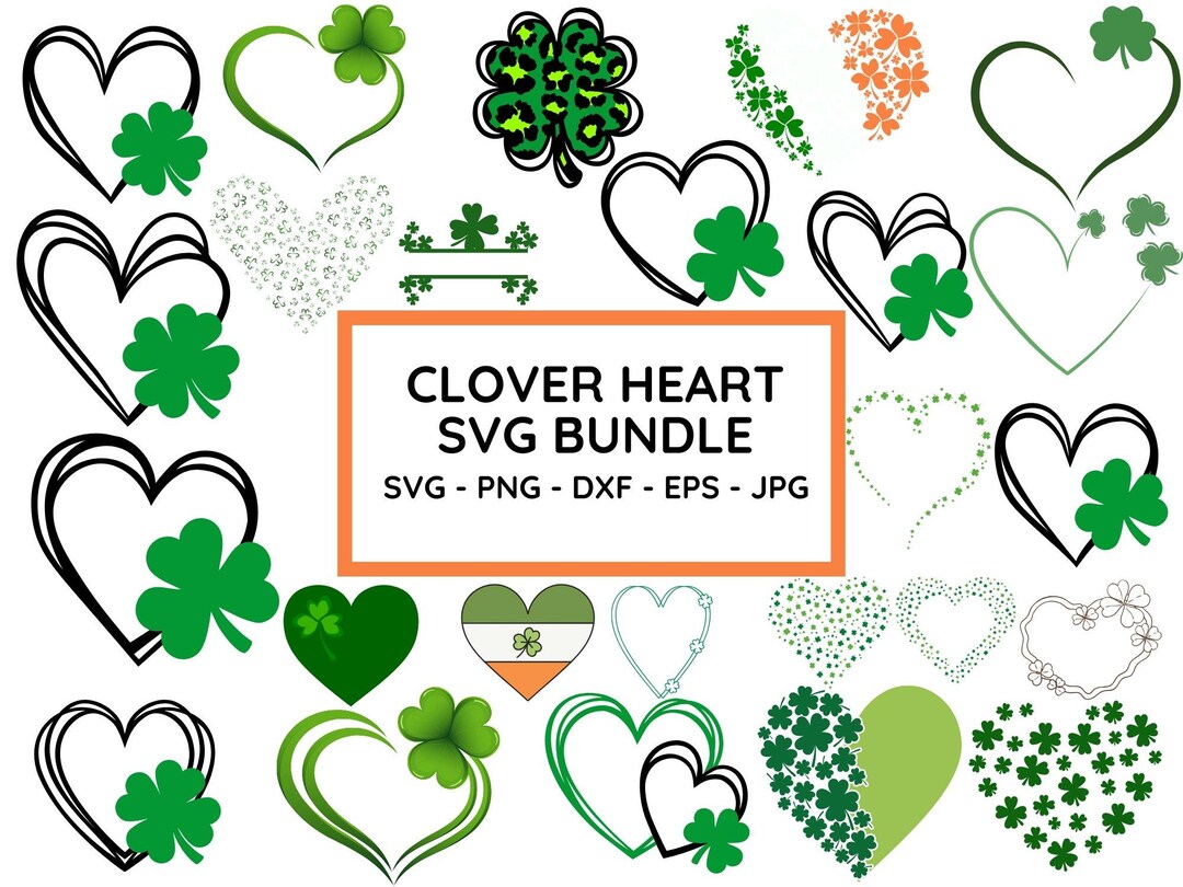 St Patricks Day Heart SVG, Clover Heart SVG Bundle, St Patrick Svg ...