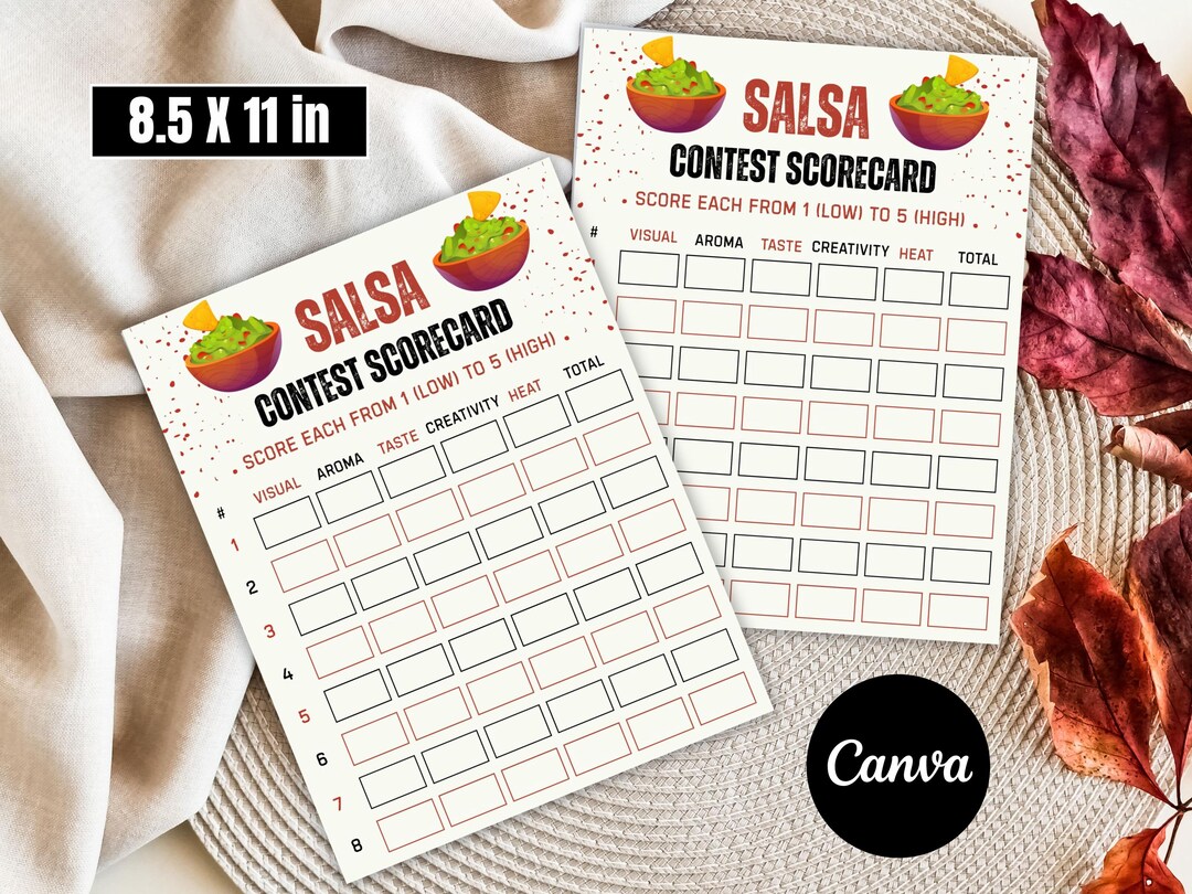Salsa Contest Scorecard Template: Editable Printable - Etsy
