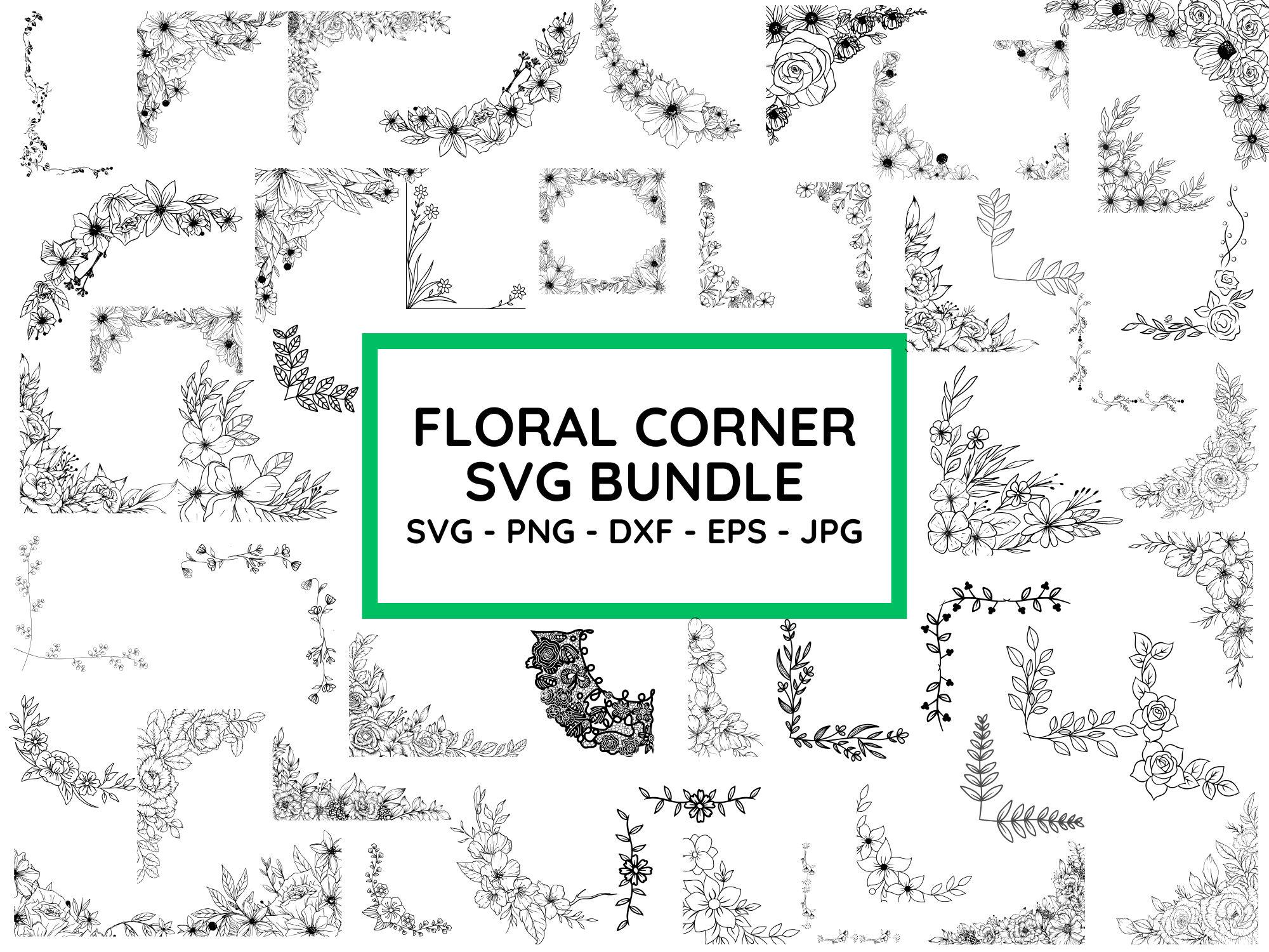 Corner Svg Bundle, Corner Svg, Floral Corner Svg Files, Decorative Page ...