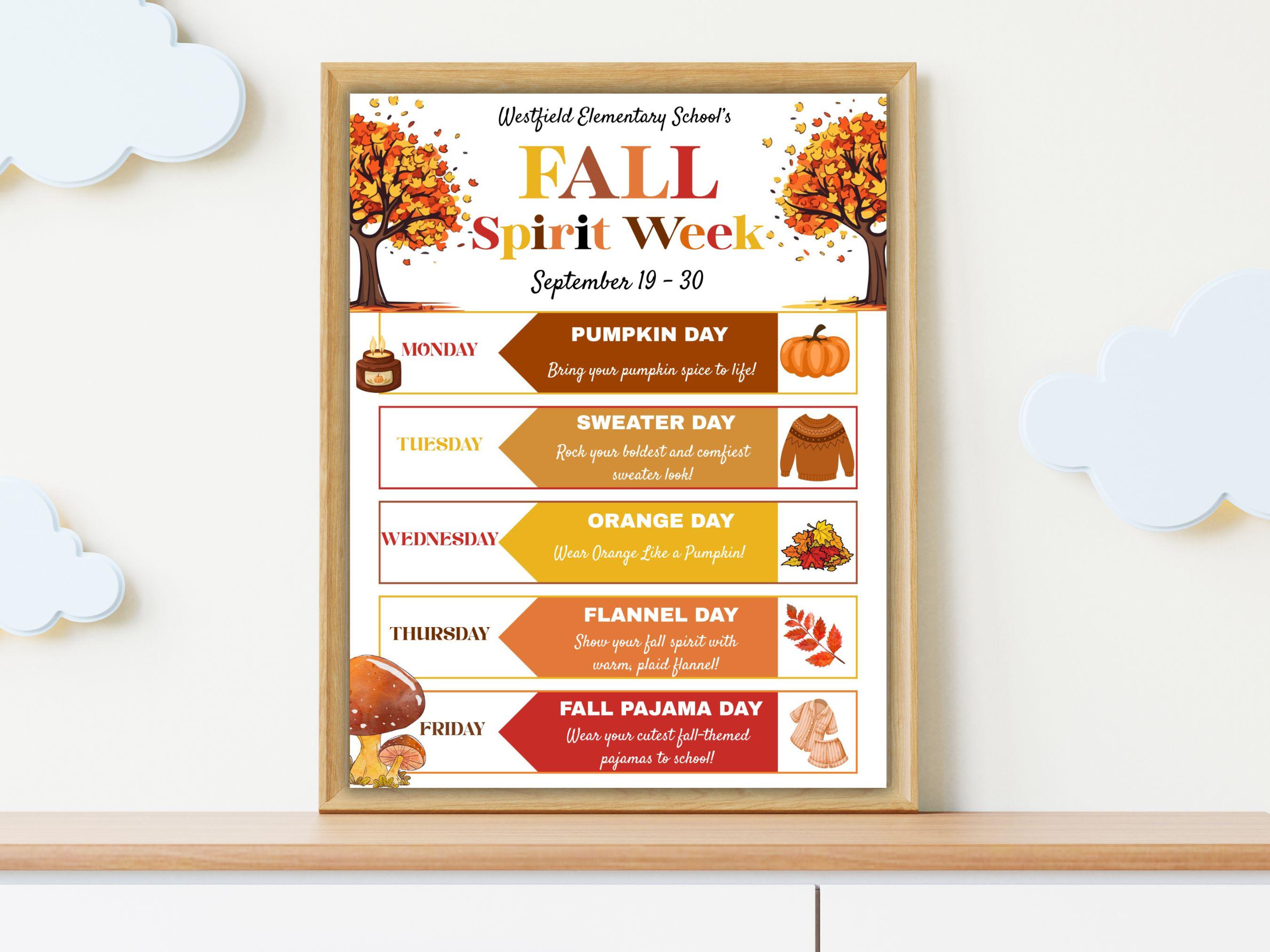 Editable Fall School Spirit Week Flyer Template (digital Download) - Etsy