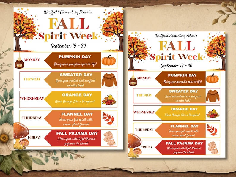 Editable Fall School Spirit Week Flyer Template (digital Download) - Etsy