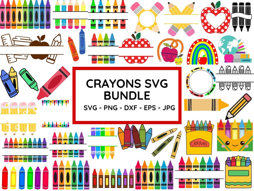 Crayon Split Monogram SVG Bundle: Teacher Cut File (digital Download ...