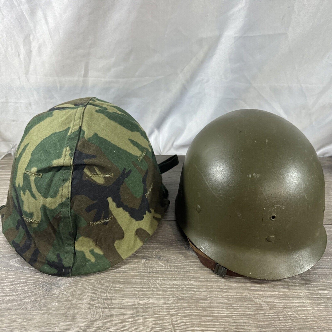 Original WW2 USMC Helmet Front Seam Helmet Set & ERDL Post Vietnam ...