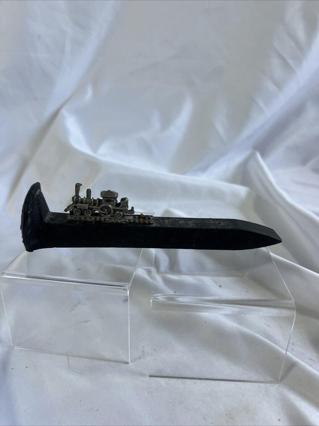 Pewter Locomotive Mining Train Model on an Iron Railroad Spike Nail - Etsy