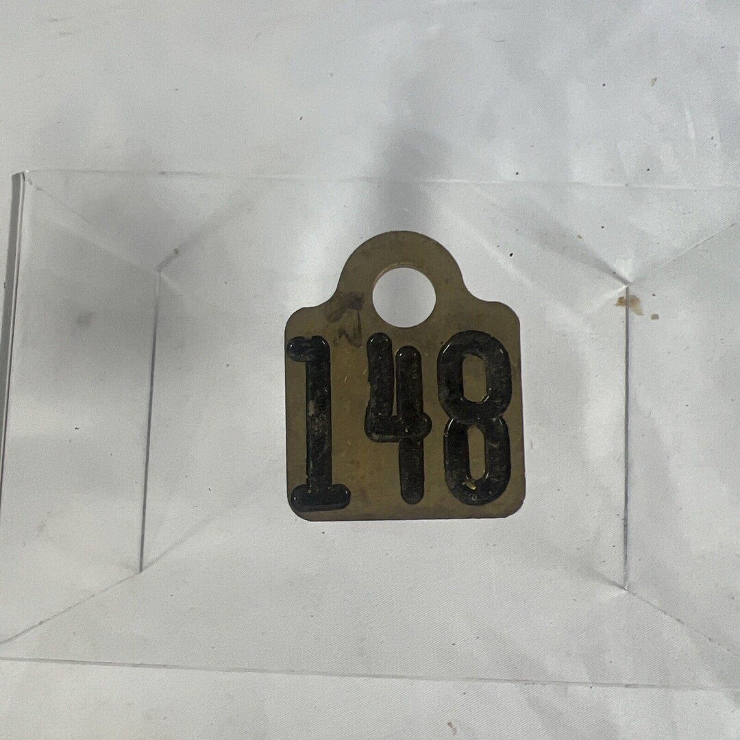 Vintage Double Sided Brass Cow Tag Number 148 - Etsy