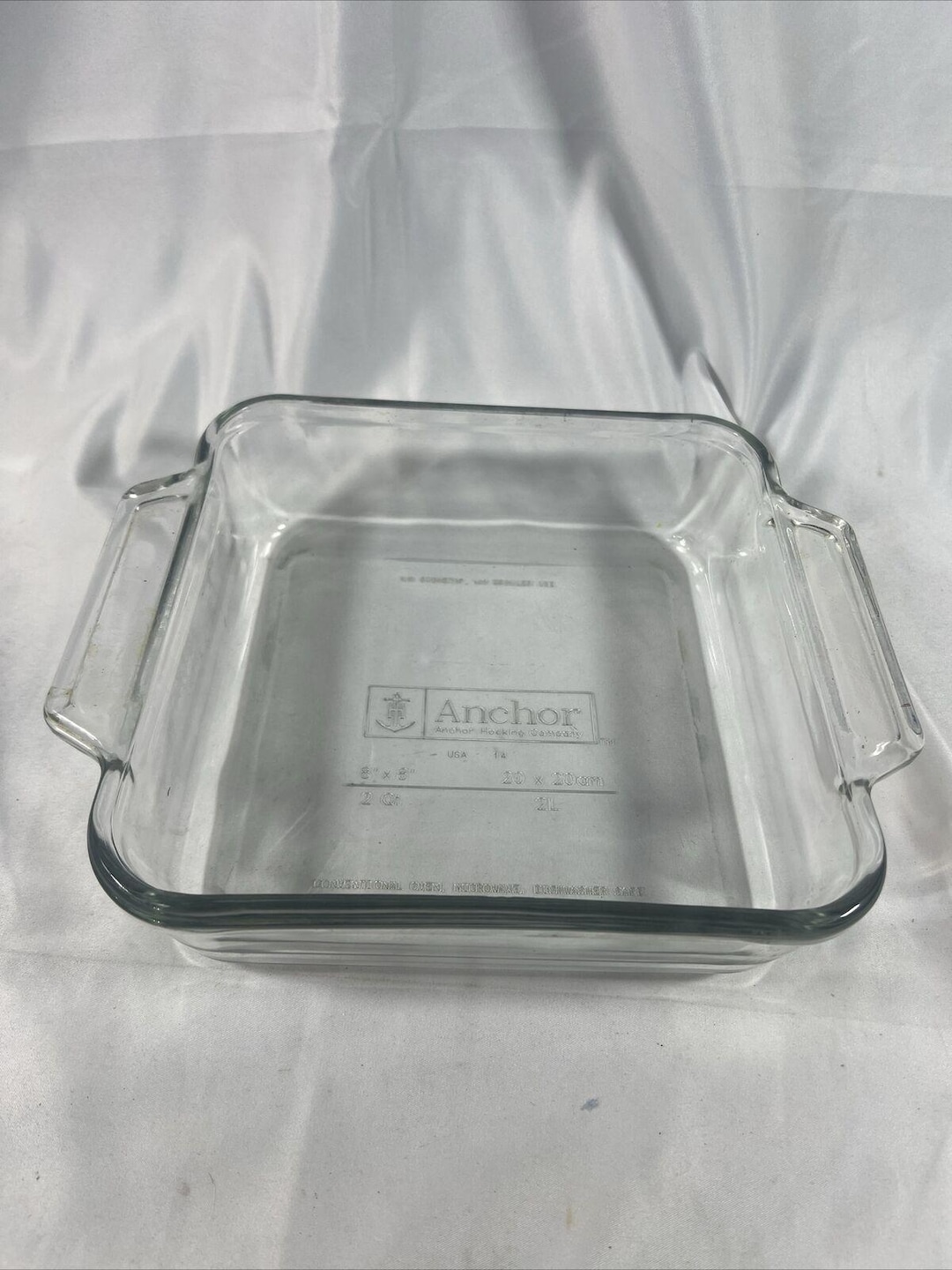 2 Quart Clear Glass Square Baking Dish 8 X 8 Anchor Ovenware Used - Etsy