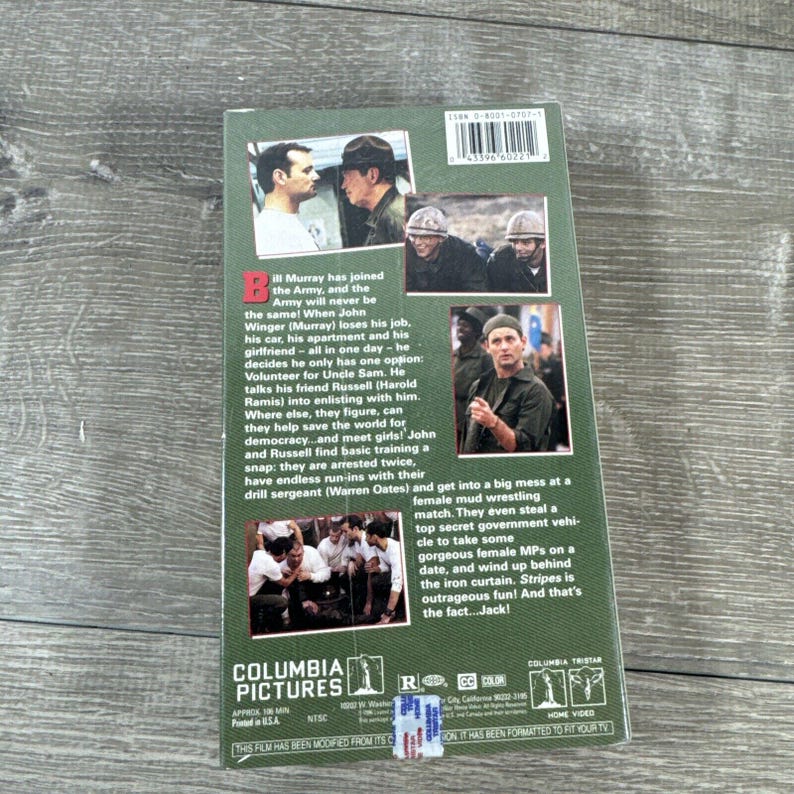 Stripes VHS Classic Comedy Starring Bill Murray New Factory Sealed Tape ...