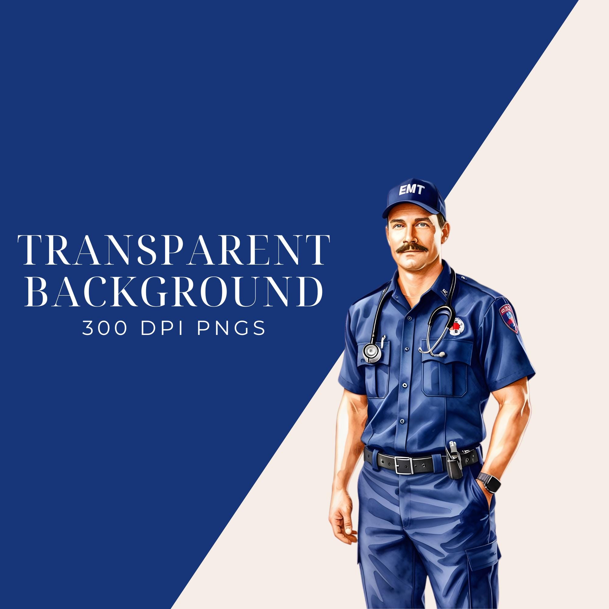 EMS Profiles Clipart Pack, 57 Watercolor Pngs + 10 Bonus Pages, EMT ...