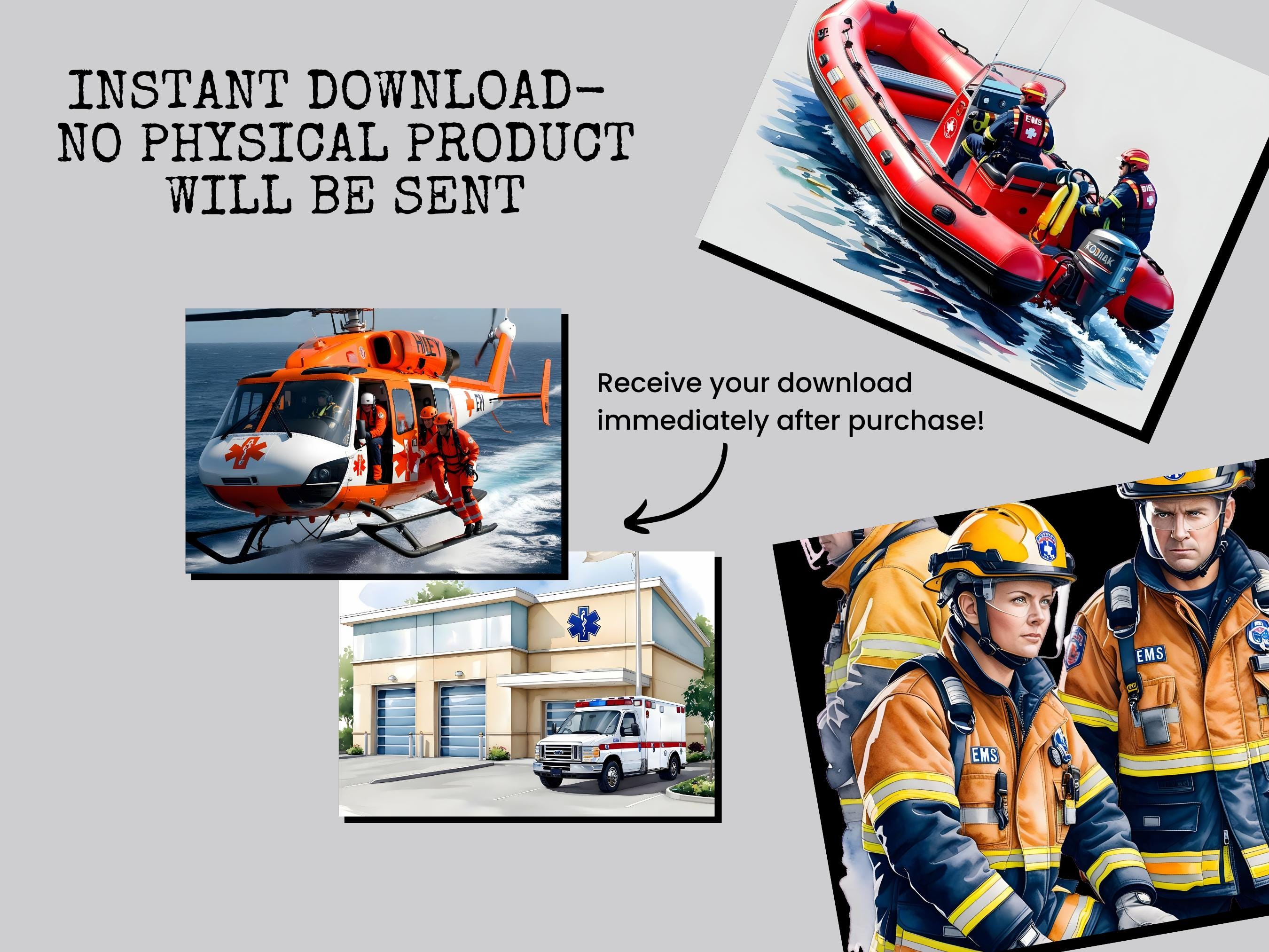 20 Watercolor EMS Digital Backgrounds, EMT Paramedic Scrapbook Paper ...