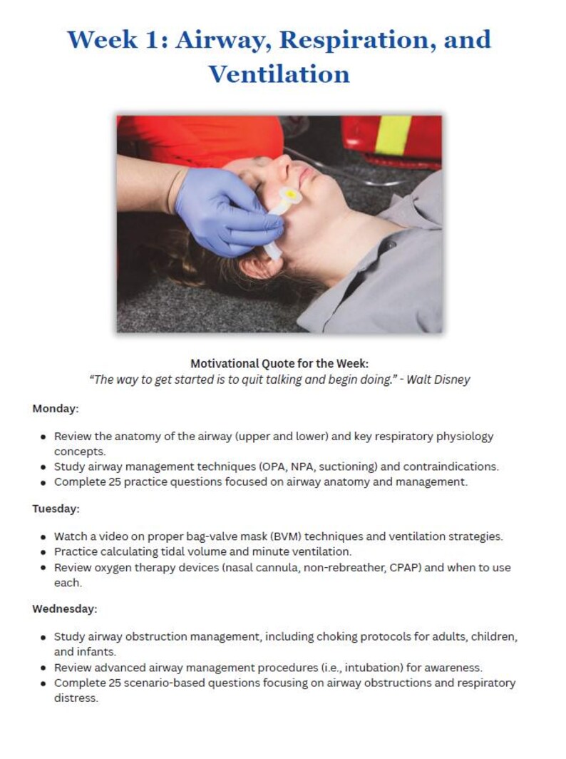 The Original EMT 6-week Study Planner: Weekly Outlines, Daily Goals ...