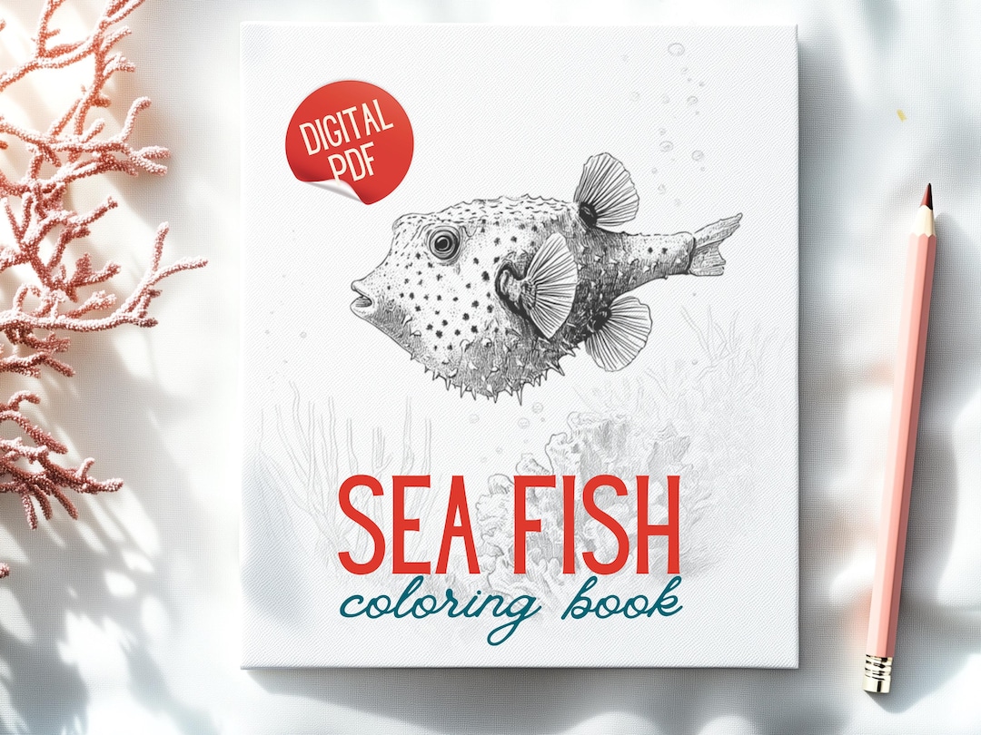 Sea Fish Coloring Book: 12 Grayscale Marine Pages (PDF Download) - Etsy