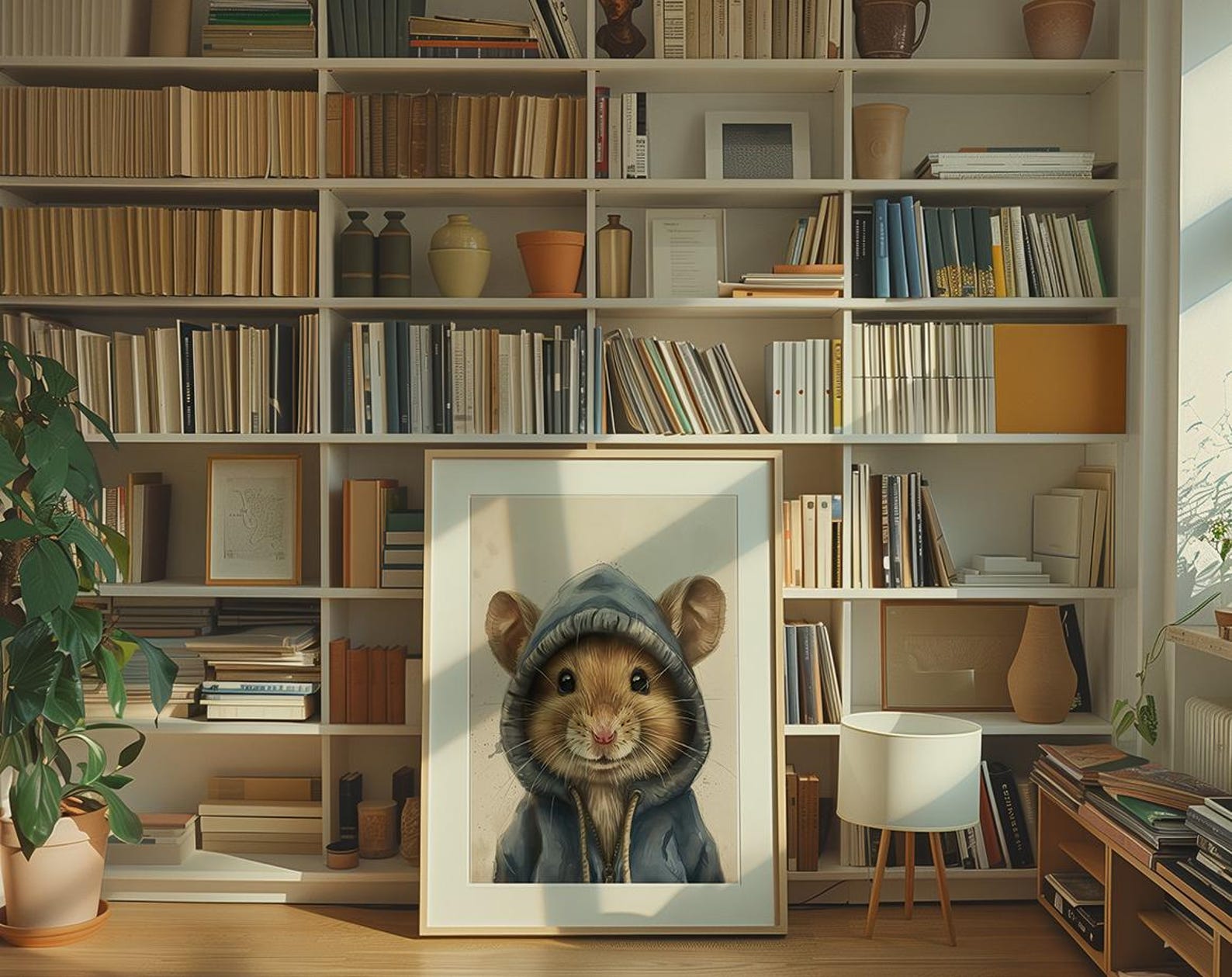 Cozy Mouse in a Hoodie Cute Watercolor Animal Art Print for Kids Room ...