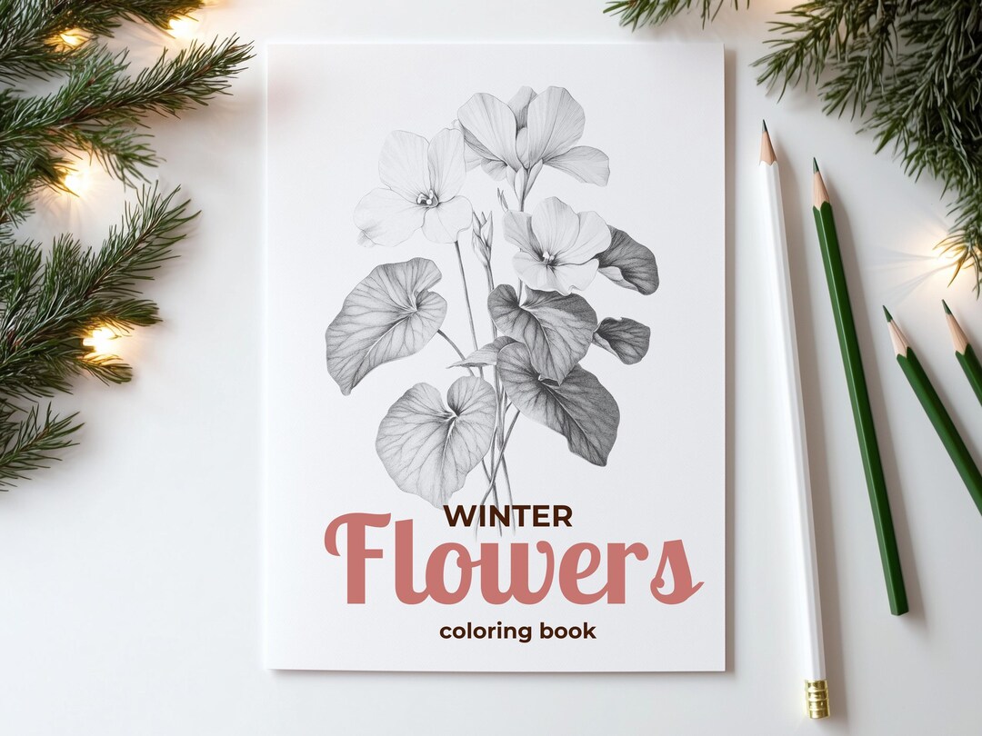 Winter Flowers Coloring Book – Printable Digital Art for Relaxation and ...