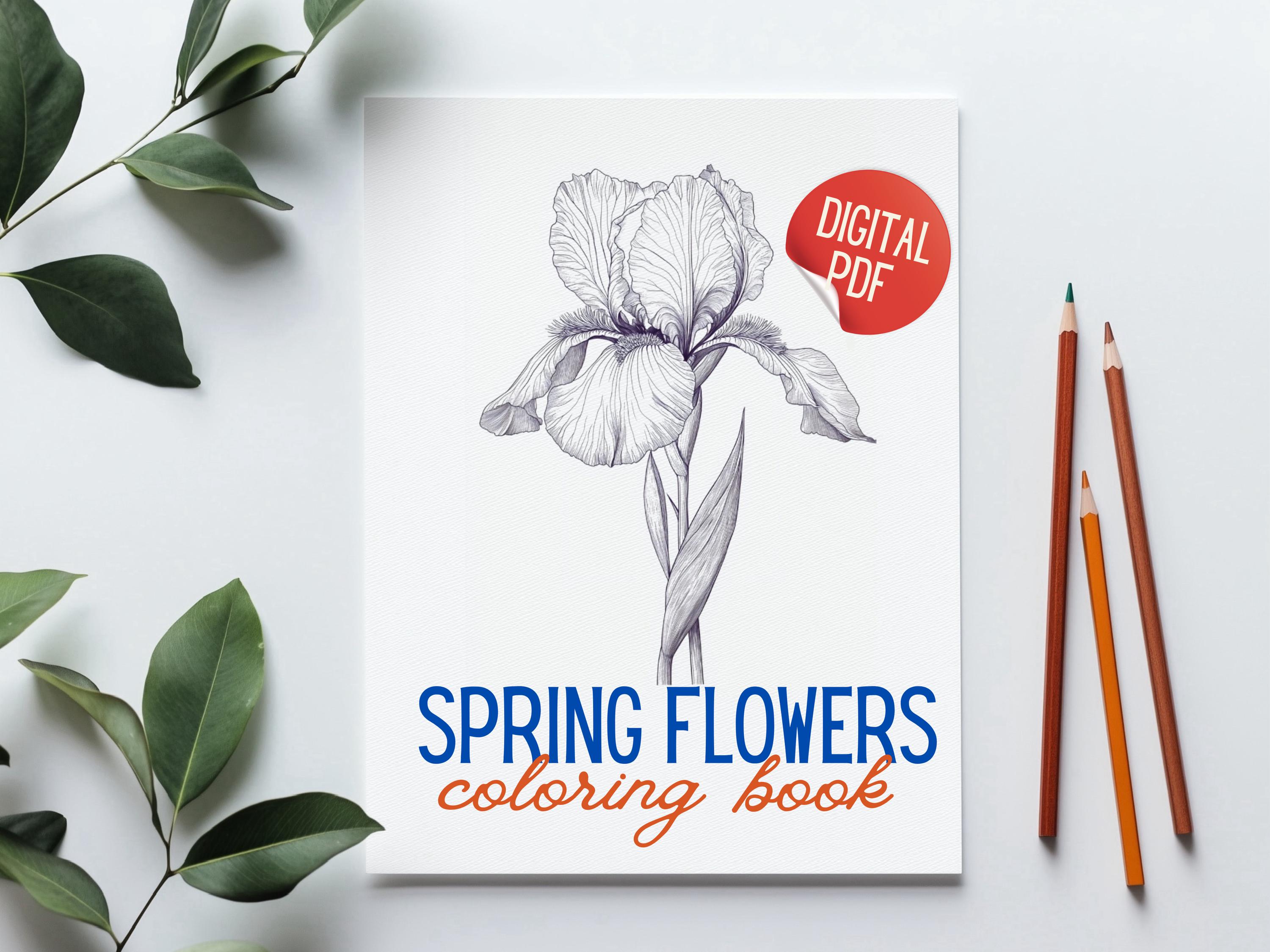 Spring Flowers Printable Coloring Book – Digital Download | 6 Hand ...
