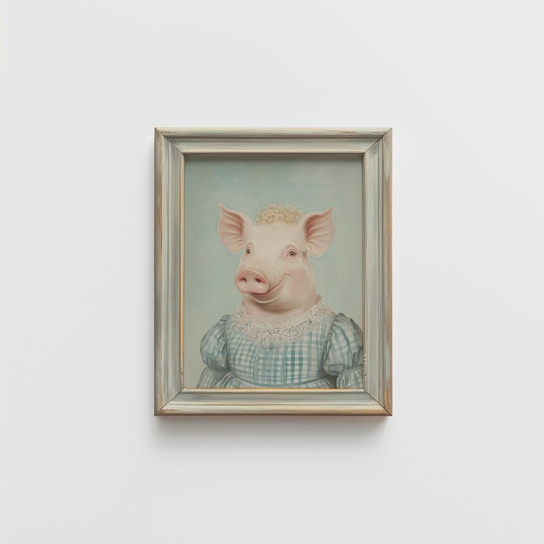 Charming Pig Portrait Poster | Instant Download | Printable Wall Art ...