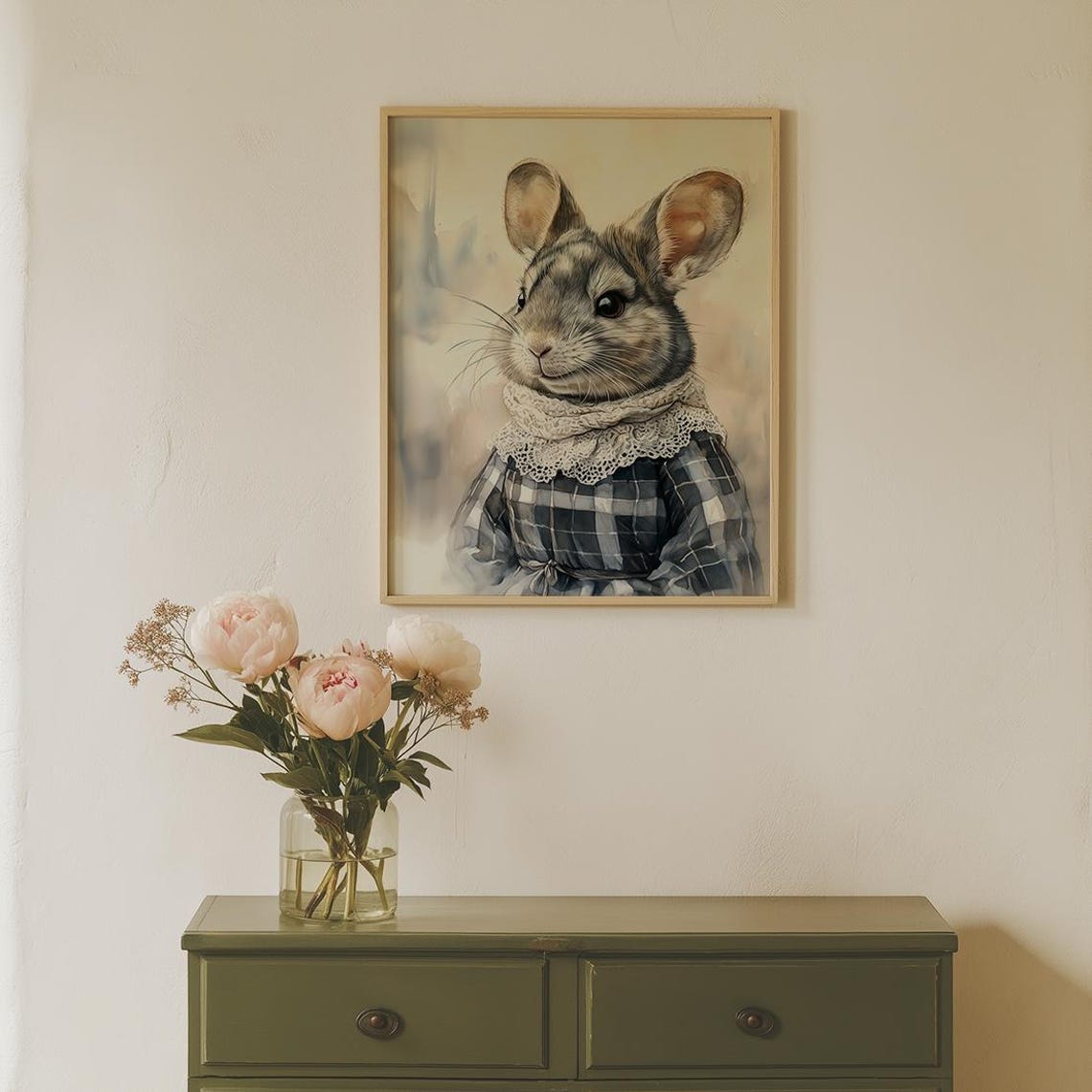 Victorian Chinchilla in Lace Dress Digital Art Print Cute Animal ...