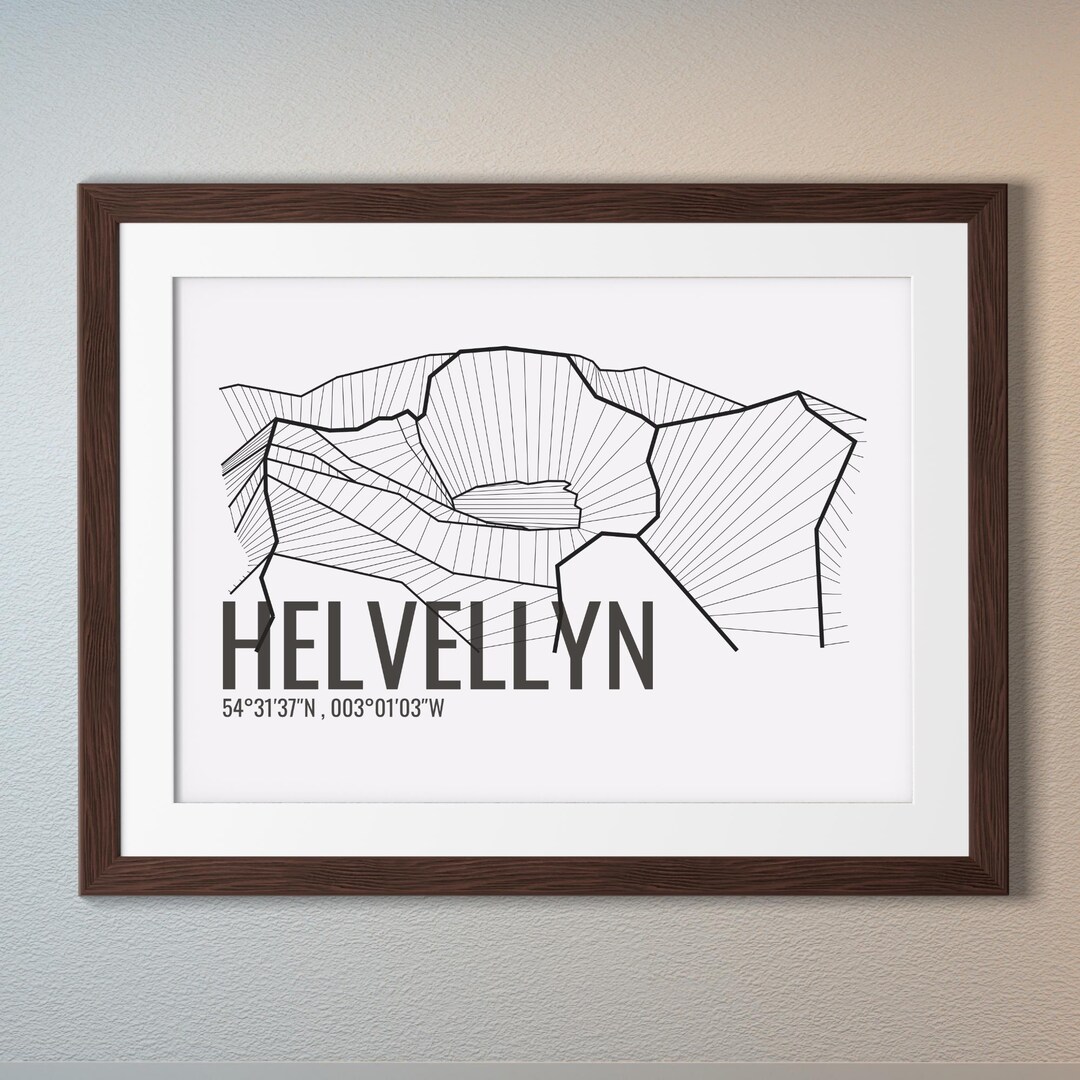 Helvellyn & Striding Edge, Fell Top Artwork. Line-drawing of This ...